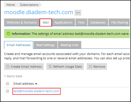 Create a mail forwarding rule in Plesk - Diadem Technologies : Hosting Knowledgebase
