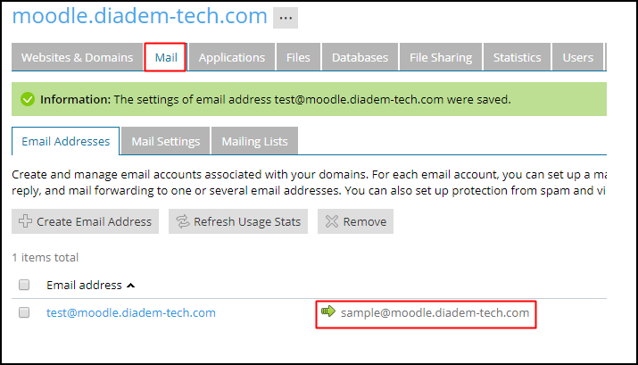 Create a mail forwarding rule in Plesk - Diadem Technologies : Hosting Knowledgebase